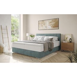 Boxbett Inosign, B:186cm L:208cm, blau, Baumwolle, Polyester, Komplettbetten, "Thor mit Bettkasten, inkl. Matratze, Topseller", Topper und