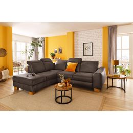 Ecksofa Home Affaire, B:263cm H:86cm T:219cm, braun, Luxus-Microfaser Lederoptik (100% Polyester), Wohnzimmer, Sofas, "Dundee L-Form", wahlweise mit
