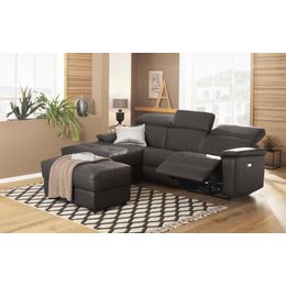 Ecksofa Home Affaire, B:252cm T:164cm, braun, Webstoff (95% Polyester/5% Nylon), Wohnzimmer, Sofas, "Binado, L-Form", mit manueller oder elektrischer