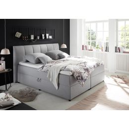 Boxbett, B:200cm L:213cm, grau, ED EXCITING DESIGN, 100% Polyester, Komplettbetten, ""Granada" OTTOs Choice, Topseller inkl. Bettkasten und Topper",