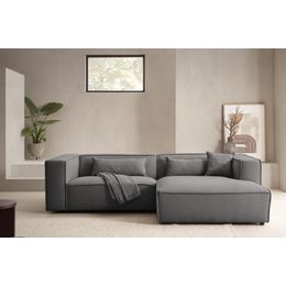 Ecksofa, B:267cm H:66cm T:167cm, grau, LeGer Home by Lena Gercke, 100% Polyester, Wohnzimmer, Sofas, "PIARA mit Kedernaht, Cord, Leinenoptik o.
