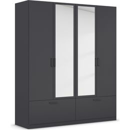 Dreht&uuml;renschrank Rauch, B:180cm H:210cm T:54cm, grau, Holzwerkstoff, Schr&auml;nke, "Kleiderschrank Schrank Garderobe W&auml;scheschrank BARI mit Spiegel", mit