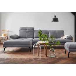 Ecksofa Andas, B:295cm H:83cm T:162cm, grau, Struktur weich (100% Polyester);Struktur grob (100% Polyester);100% NaturLEDER, Wohnzimmer, Sofas,
