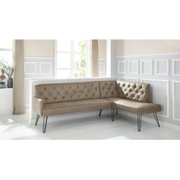 Eckbank, B:158cm H:90cm T:236cm, braun, exxpo - SOFA FASHION, 100% Polyester, Esszimmer, Sitzb&auml;nke, "Doppio, Chesterfield Optik, komfortabel und