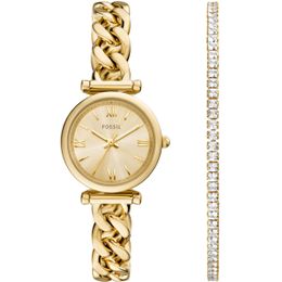 Fossil Damen Quarzuhr "CARLIE MINI", gold, Armbanduhren, Armbanduhr, Damenuhr, Edelstahlarmband, Ideal auch als Geschenk
