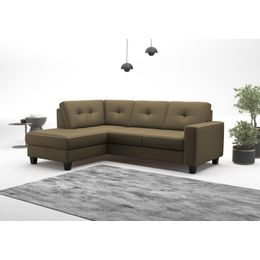 Ecksofa Places of Style, B:226cm H:91cm T:170cm, grün, Wohnzimmer, Sofas, "Varese", wahlweise mit Bettfunktion und Bettkasten