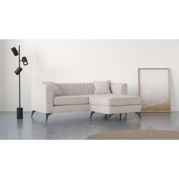 Ecksofa Home Affaire, B:201cm H:74cm T:162cm, beige, 100% Polyester, Wohnzimmer, Sofas, "MATTHEW L-Form ideal f&uuml;r kleine R&auml;ume, Ma&szlig;e B/T/H: