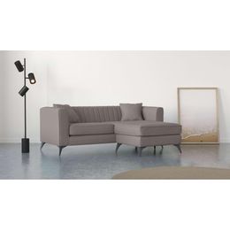 Ecksofa Home Affaire, B:201cm H:74cm T:162cm, grau, 100% Polyester, Wohnzimmer, Sofas, "MATTHEW L-Form ideal f&uuml;r kleine R&auml;ume, Ma&szlig;e B/T/H: 201/162/74