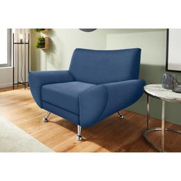 Sessel Inosign, B:112cm H:83cm T:82cm, blau, Luxus-Microfaser ALCAZAR (100% Polyester);Feinstruktur (100% Polyester);Kunstleder SOFTLUX, Wohnzimmer,