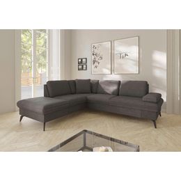 Sit & More Ecksofa SIT & MORE, B:238cm H:83cm T:202cm, braun, 100% Polyester, Wohnzimmer, Sofas, "Morris Jubi L-Form, B: 238 cm", mit Armteilfunktion & 1