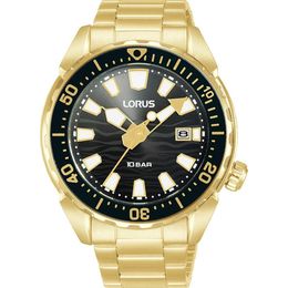 Lorus Herren Quarzuhr, gold, Armbanduhren, Armbanduhr, Herrenuhr, Edelstahlarmband, analog, Datum, Leuchtindizes