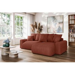 Ecksofa Home Affaire, B:235cm H:84cm T:142cm, rot, 100% Polyester, Wohnzimmer, Sofas, "LAKESIDE klein mit Bettfunktion und Bettkasten, B/T/H