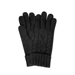 Damen Strickhandschuhe, schwarz, Capelli New York, Zopfmuster, unifarben, Strick, Materialmix, Handschuhe, elegantes Zopfstrickmuster, Umschlag am