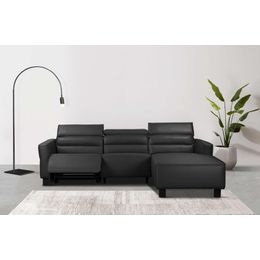 Ecksofa Home Affaire, B:263cm H:97cm T:179cm, schwarz, Wohnzimmer, Sofas, "Carpari, L-Form, 263 cm, manuelle o. elektrische Relaxfunktion", USB A/C