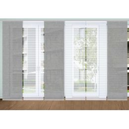 Schiebegardine HOME IN GREEN, B:60cm H:245cm, grau, Polyester, Wohnzimmer, Gardinen, "ESTRA", SET DIGITALDRUCK,BAMBUSOPTIK RECYCELT