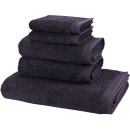 M&ouml;ve Handtuch Set M&Ouml;VE, grau, Walkfrottier, Obermaterial: 100% Baumwolle, Handt&uuml;cher, "Basic", 5tlg.-Set: 2xG&auml;ste- 2xHand- und 1xBadetuch in Walkfrottier