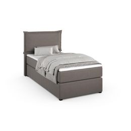 Boxspringbett Home Affaire, B:107cm L:215cm, grau, Struktur fein (100% Polyester), Komplettbetten, "Lysann", 5fach verstellbares Kopfteil, in 4