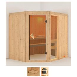 Karibu Sauna "Frigga 2", ohne Ofen, (ohne Ofen), beige, Saunen, ohne Ofen