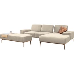 Ecksofa W.Schillig, B:299cm H:88cm T:178cm, beige, Longlife Xtra-Leder Z73: Naturwalkleder der Luxusklasse aus den erlesensten Rohh&auml;uten. Hautst&auml;rke