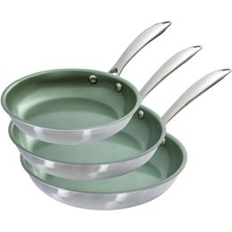 JUST VEGAN Pfannen-Set "CeraVegan", Ø 28cm, grün, Pfannen, Pflanzliche Keramikbeschichtung, Induktion