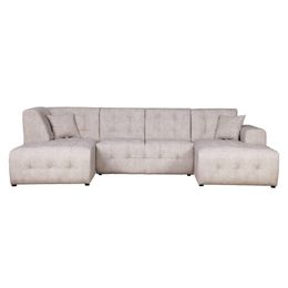 Wohnlandschaft Home Affaire, B:297cm H:85cm T:163cm, beige, 100% Polyester, Sofas, "Nosia U-Form", incl. 2 Zierkissen, mit feiner Steppung