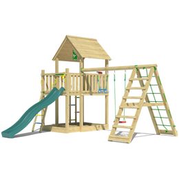 Jungle Gym Jungen Spielturm "Majesty", grün, Holzwerkstoff, B:435cm H:349cm T:452cm, Spieltürme, Spielanlage mit Schaukel, Kletterbock und Rutsche