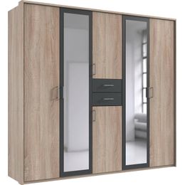 Kleiderschrank wimex, B:225cm H:207cm T:58cm, grau, Kinderzimmer, Schränke, "Diver Drehtürenschrank mit Spiegel, 180, 225 o. 270cm breit", Bestseller