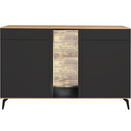 Mäusbacher Kommode MÄUSBACHER, B:159cm H:103cm T:42cmanthrazit matt lack, asteiche, Wohnzimmer, Sideboards, Faro Sideboard 159 cm, inkl. Beleuchtung, Push to