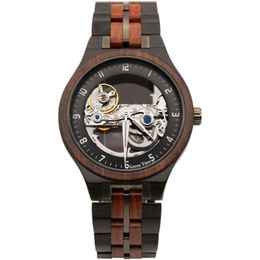 GREENTIME Herren Automatikuhr "ZW171A", braun, Armbanduhren, Armbanduhr, Herrenuhr, Holzuhr, Leuchtzeiger