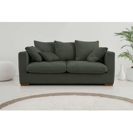 2,5-Sitzer Home Affaire, B:220cm H:80cm T:113cm, grün, 100% PES, Sofas, "Coray", extra weich und kuschelig, Füllung mit Federn und Daunen