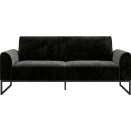 Schlafsofa, B:218cm H:84cm T:89cm, schwarz, COSMOLIVING BY COSMOPOLITAN, Veloursstoff 100% Polyester, Kinderzimmer, Sofas, "Adley", Veloursstoff,