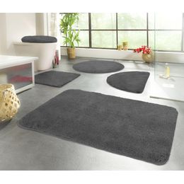 Badematte Kinzler, H:20mm, grau, Polyester, Badematten, "Chaozhou", Badteppich, Uni Farben, weich, als rechteckig, rund & Set erh&auml;ltlich