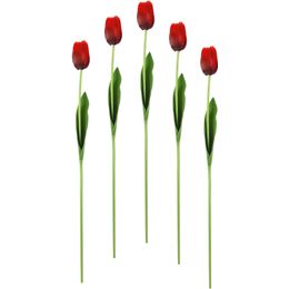 Kunstblume I.GE.A., B:4cm H:67cm L:4cm, rot, Kunstpflanzen, "Real Touch Tulpen", 5er Set k&uuml;nstliche Tulpenknospen, Kunstblumen, Stielblume