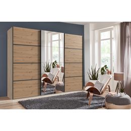 Schwebet&uuml;renschrank wimex, B:270cm H:208cm T:65cm, braun, Holzwerkstoff, Spanplatte, Schr&auml;nke, "Jork Kleiderschrank mit Spiegel, schwarze