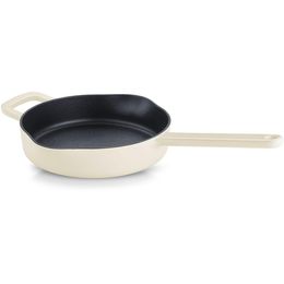 Fissler Bratpfanne "Moments Collection Gusseisen, Pfanne, rund, Sch&uuml;ttrand mit Ausgie&szlig;ern", &Oslash; 24cm + H&ouml;he 9,5cm, wei&szlig;, Pfannen, Aroma-Bratfl&auml;che mit