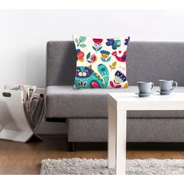 Dekokissen queence, B:40cm L:40cm, bunt, Polyester, Dekokissen_Sitzkissen_Kissenh&uuml;llen, "Ilma", mit einer orientalischen Katze