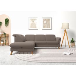 Sit & More Ecksofa SIT & MORE, B:250cm H:91cm T:220cm, grau, 90% Polyester 10%Polyamid, Wohnzimmer, Sofas, "Romero L-Form", wahlweise mit oder ohne TV-Funktion,