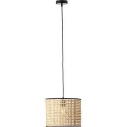 Brilliant Pendelleuchte "WILEY", 1, 1 Stk., beige, Esszimmer, Leuchten, 174 cm Höhe, Ø 30 cm, E27, kürzbar, Rattan/Metall, holz hell/schwarz