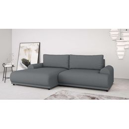 Ecksofa Home Affaire, B:242,2cm H:65cm T:145,5cm, grau, 100% Polyester, Wohnzimmer, Sofas, "Marsby, mit Bettfunktion und Bettkasten, Maße: B/H/T