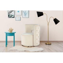 Sessel Kayoom, B:74cm H:77,5cm T:66,5cm, beige, Bezug:Polyester (Samt) Korpus:MDF, Sperrholz Gestell:Eisen, Wohnzimmer, Sessel, "Drehsessel Beverly
