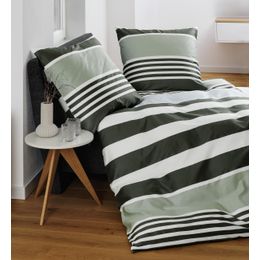 Bettw&auml;sche Janine, gr&uuml;n, Mako-Satin, Obermaterial: 100% Baumwolle, Bettw&auml;sche, "Mako-Satin87108 07", mit Reissverschluss