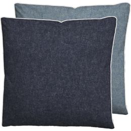 Kissenbezug Biberna, B:40cm L:40cm, blau, Flanell, Obermaterial: 100% Baumwolle, Outdoor, Kissenbez&uuml;ge, "Hermal Flanell mit Rei&szlig;verschluss,