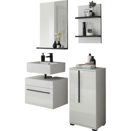 Badm&ouml;bel-Set Inosign, wei&szlig;, Kastenm&ouml;bel-Sets, "Cantara, Bad im modernen Design, 4-teiliges Badezimmer", Unterschrank, Schrank, H&auml;ngeregal und