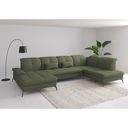 Sit & More Wohnlandschaft SIT & MORE, B:357cm H:90cm T:231cm, grün, 95% Polyester, 5% Polyamid, Sofas, "Amica, U-Form, inkl. Sitztiefenverstellung und