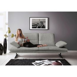 2-Sitzer W.Schillig, B:216cm H:94cm T:96cm, grau, Flachgewebe S22 (100% Polyester), Sofas, "broadway", Sitztiefenverstellung, Kopfteil- &