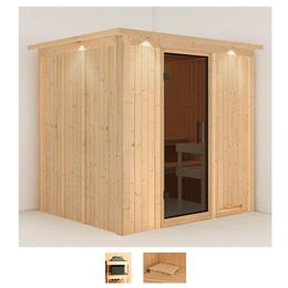 Karibu Sauna "Sodin", ohne Ofen, (ohne Ofen), beige, Saunen, ohne Ofen