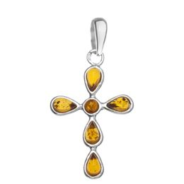 OSTSEE-SCHMUCK Damen Kettenanh&auml;nger "OSTSEE-SCHMUCK Anh&auml;nger Kreuz Anh&auml;nger Kreuz", 35 x 19mm, Silber 925 (Sterlingsilber), 1,6 g, wei&szlig;, Silber 925