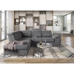 Sit & More Ecksofa SIT & MORE, B:274cm H:87cm T:230cm, grau, 100% Polyester, Wohnzimmer, Sofas, "Cabrio L-Form, B: 274 cm, mit Sitztiefen-, Arm- &