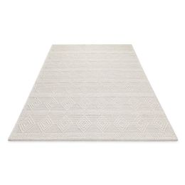 Teppich OTTO HOME, B:50cm H:8mm L:80cmwollwei&szlig;, Baumwolle, Schurwolle, Wohnzimmer, Teppiche, "Grunno", 70% Wolle, handgewebt, Raute, Hoch-Tief,