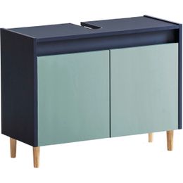 Waschbeckenunterschrank Welltime, B:80cm H:60cm T:33cm, blau, FSC-zertifizierter Holzwerkstoff, Badezimmer, Schr&auml;nke, "Lovis, Breite 80 cm",